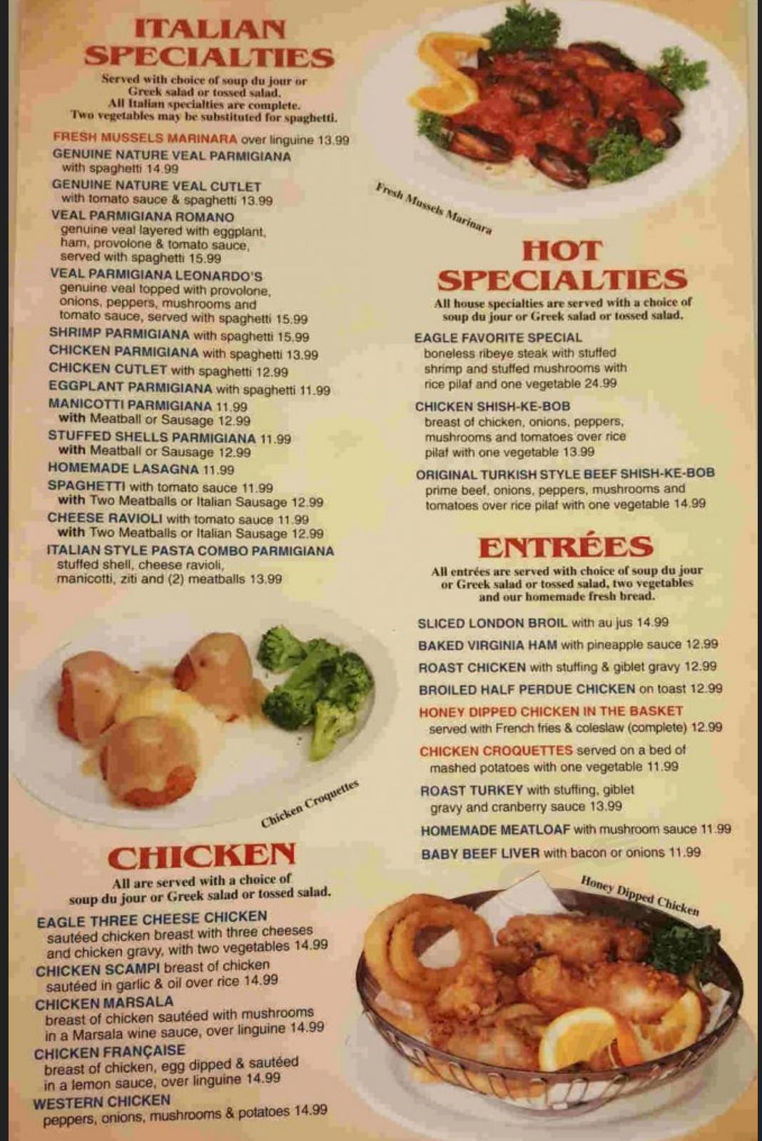 Eagle Diner menu in Pine Hill, New Jersey, USA