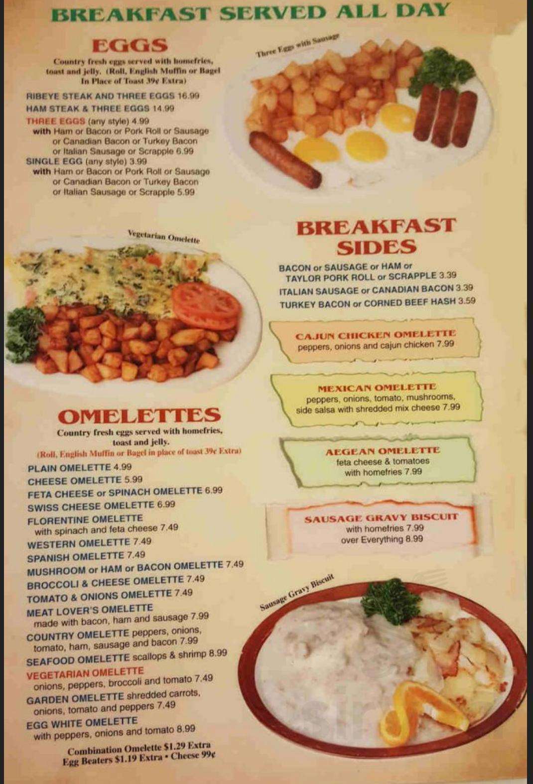 Eagle Diner menu in Pine Hill, New Jersey, USA