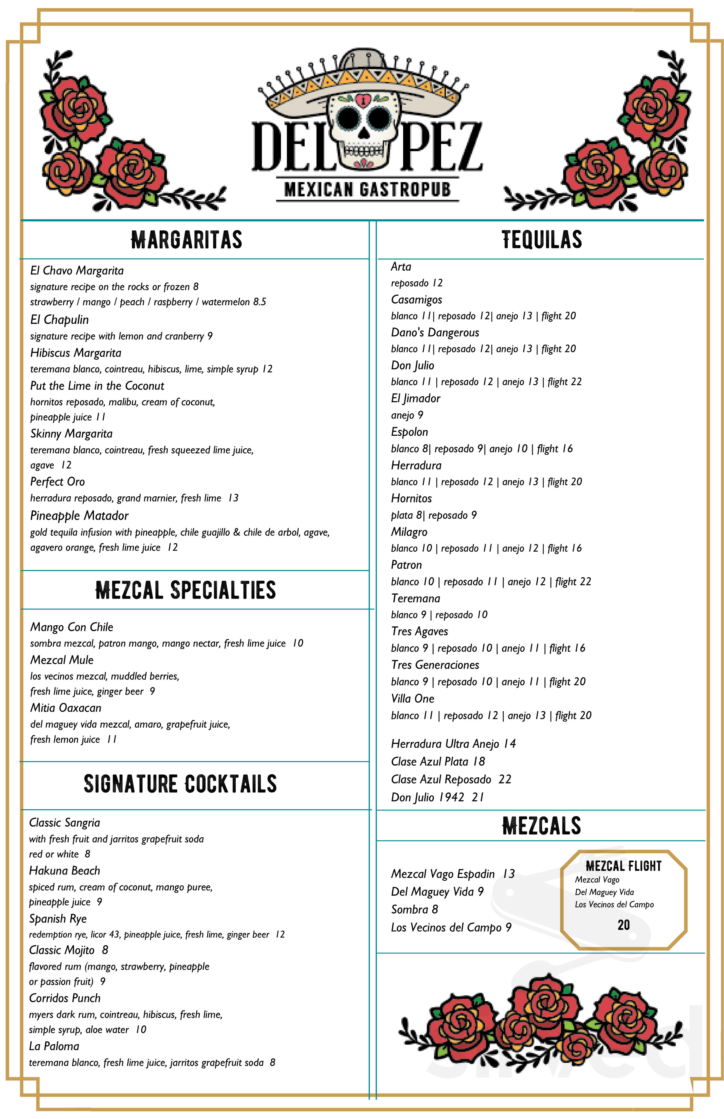 Del Pez Mexican Gastropub menu in Wilmington, Delaware, USA