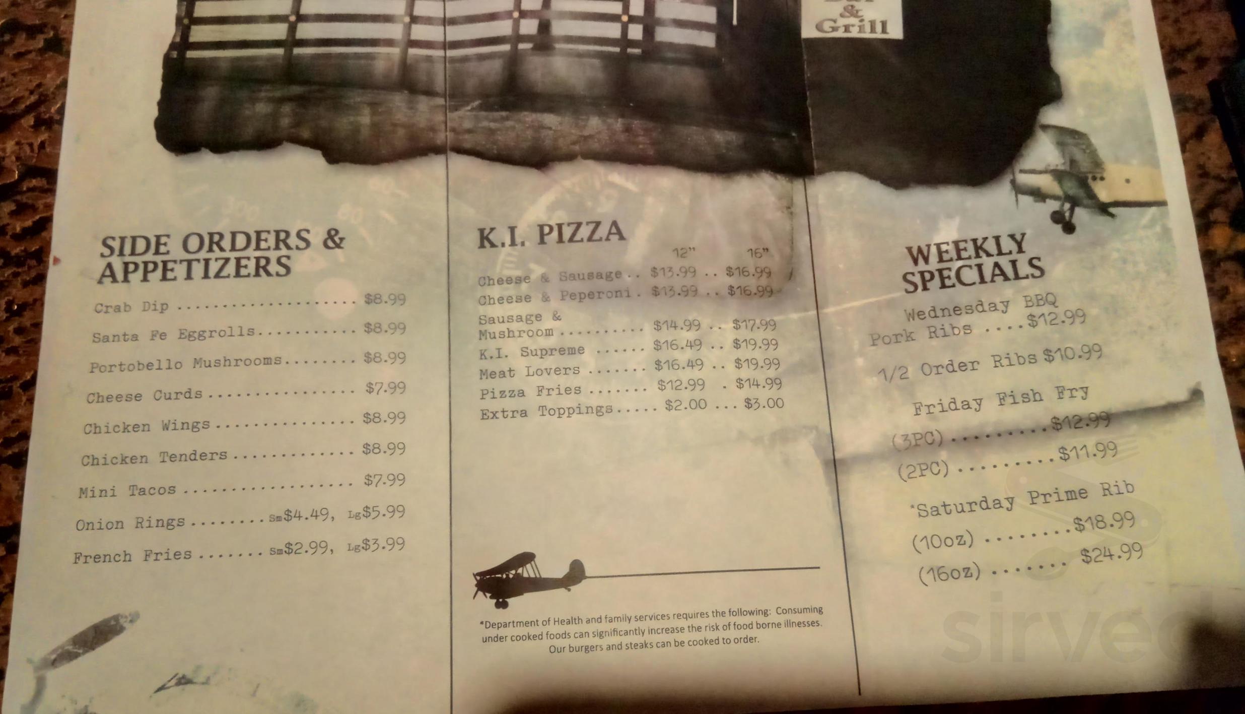 Kellner International Bar menu in Wisconsin Rapids, Wisconsin, USA