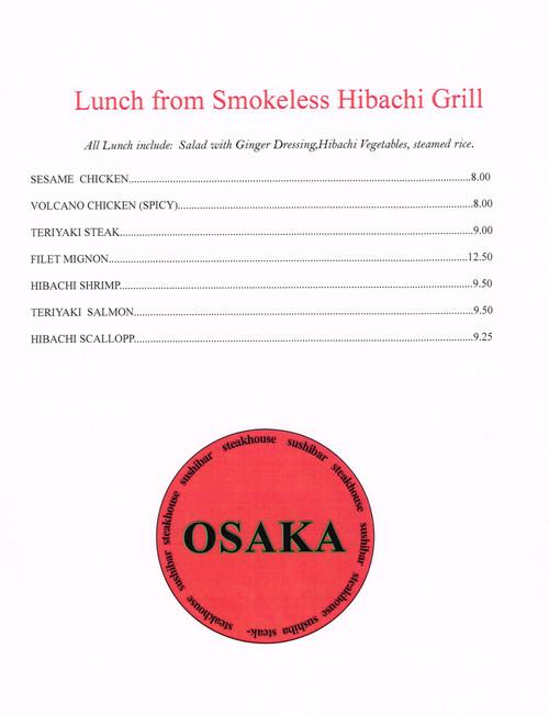 Osaka Steakhouse & Sushi Bar menu in Tulsa, Oklahoma, USA