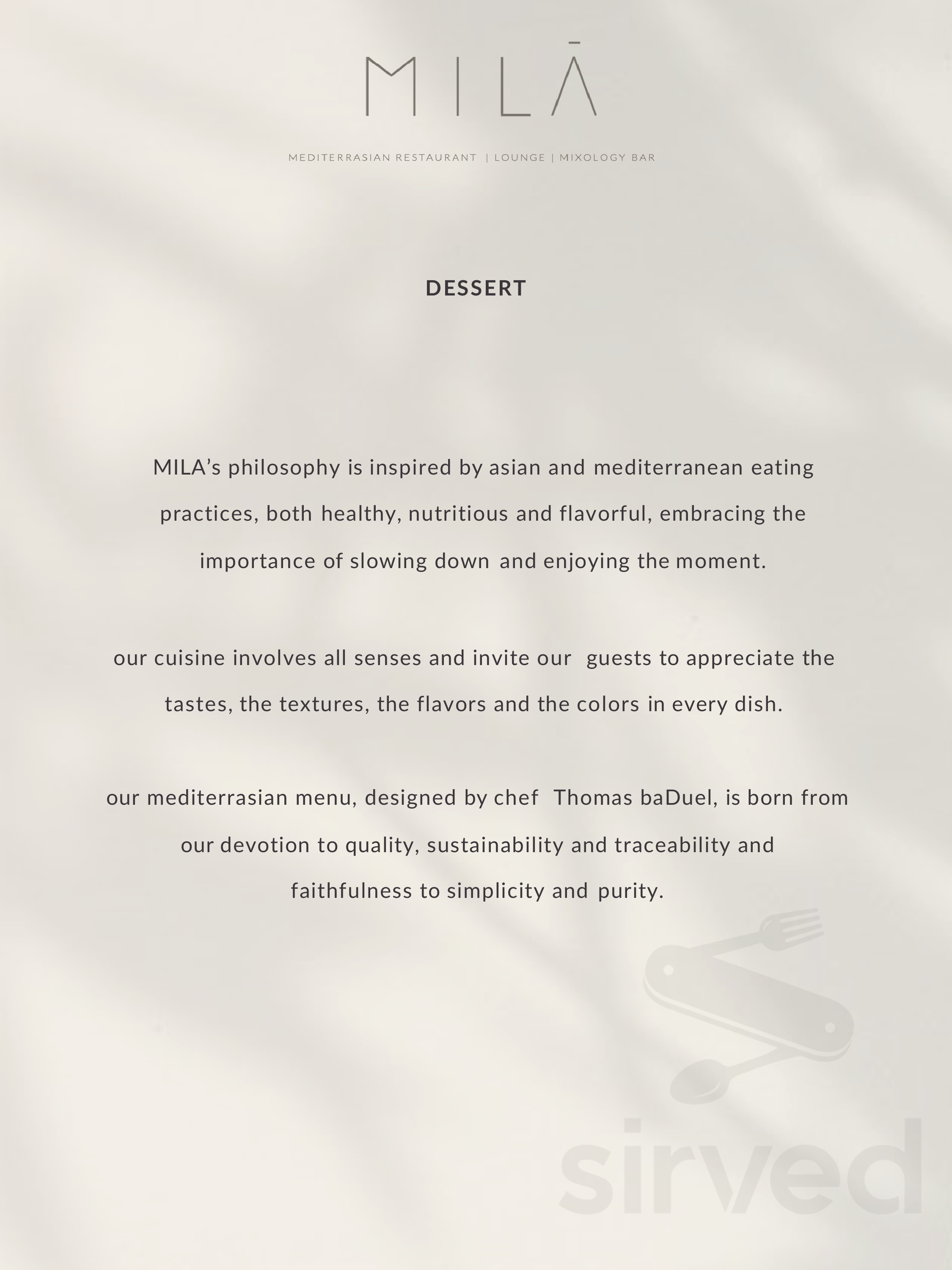 MILA Restaurant, Rooftop Lounge & Mixology Bar menu in Miami Beach ...