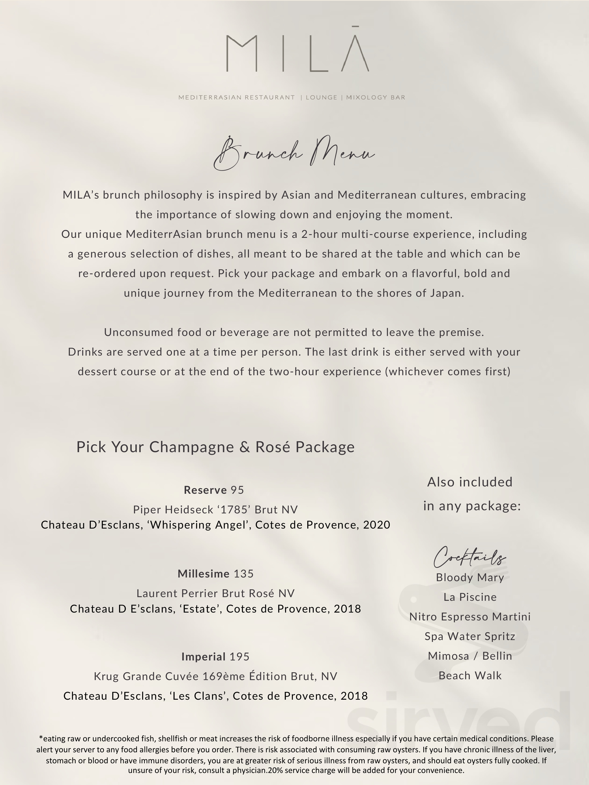 MILA Restaurant, Rooftop Lounge & Mixology Bar menus in Miami Beach ...