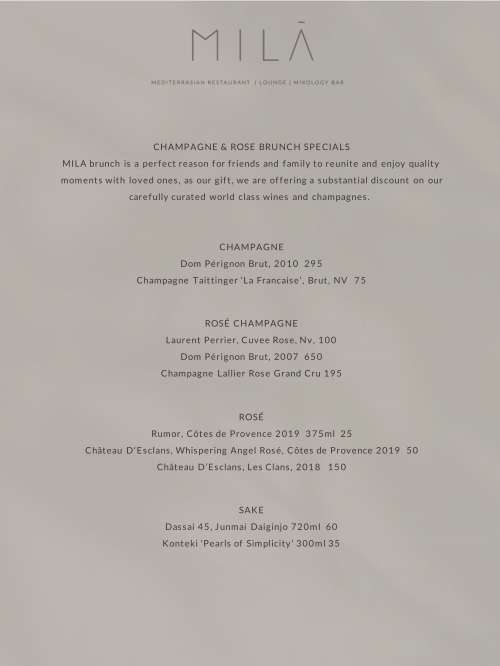 MILA Restaurant, Rooftop Lounge & Mixology Bar menu in Miami Beach ...
