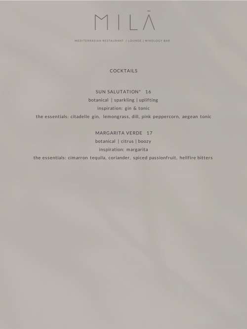 MILA Restaurant, Rooftop Lounge & Mixology Bar menu in Miami Beach ...