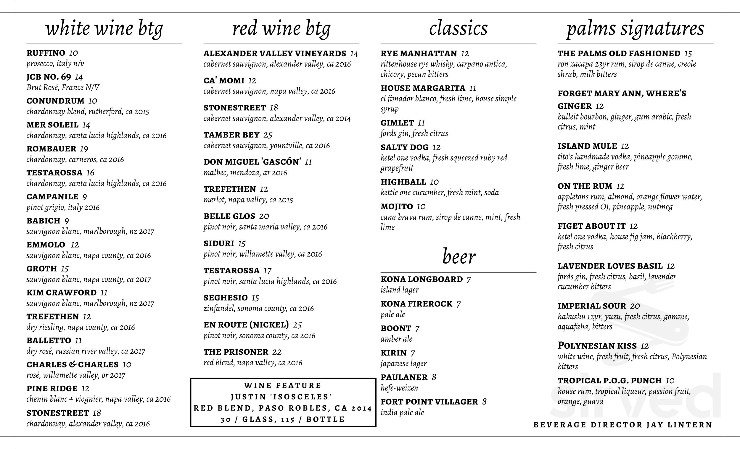 The Palms menus in Los Gatos, California, United States