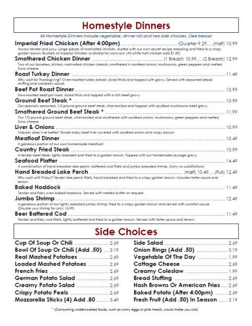Mohnen's Family Restaurant menu in Appleton, Wisconsin, USA
