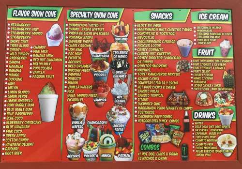 Xquinkles Snack-Land Pharr menu in Pharr, Texas, USA