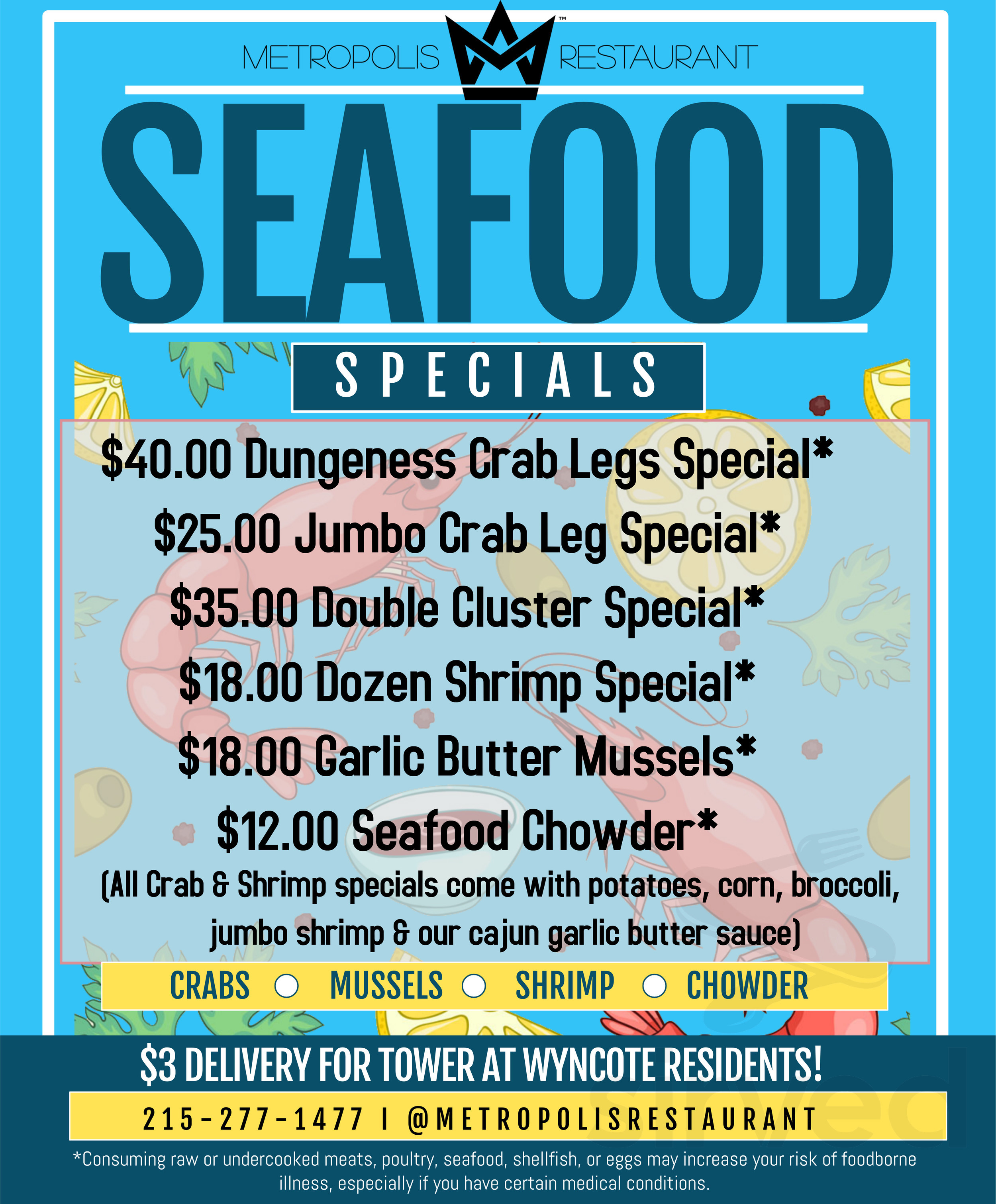 Menu - Wyncote PA's Metropolis Restaurant | Sirved