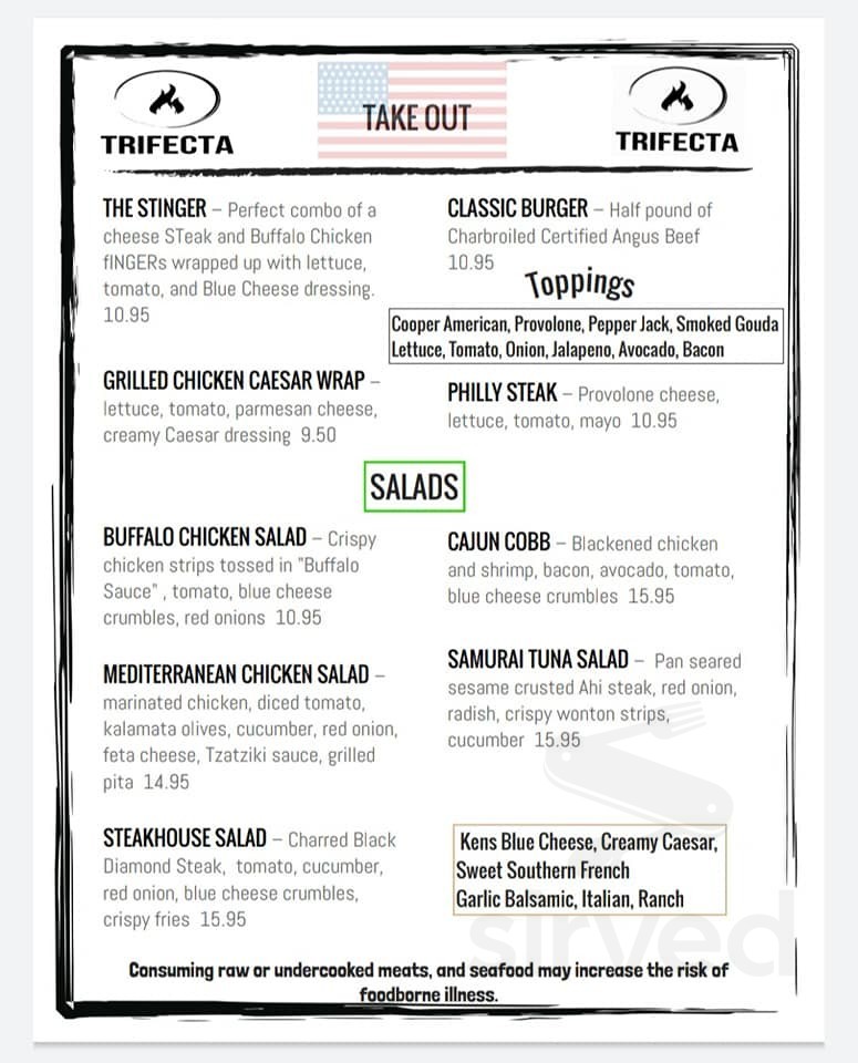 Trifecta menus in Montoursville, Pennsylvania, United States