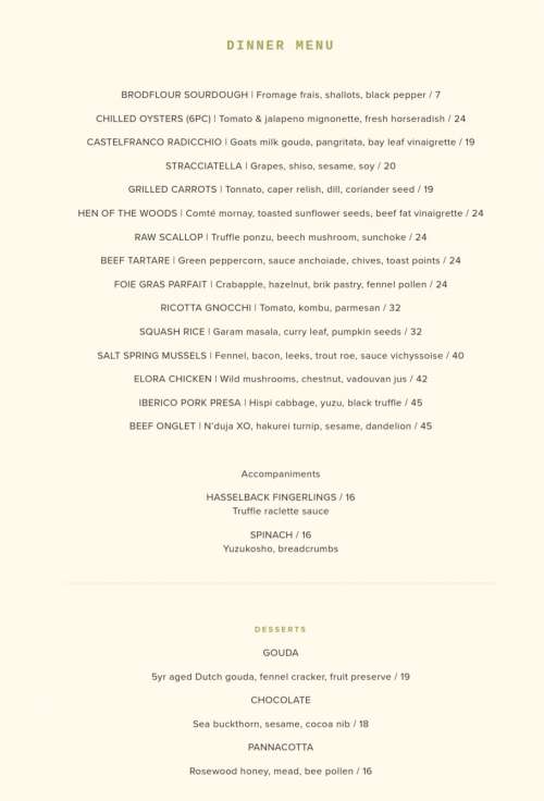 Lapinou menu in Toronto, Ontario, Canada