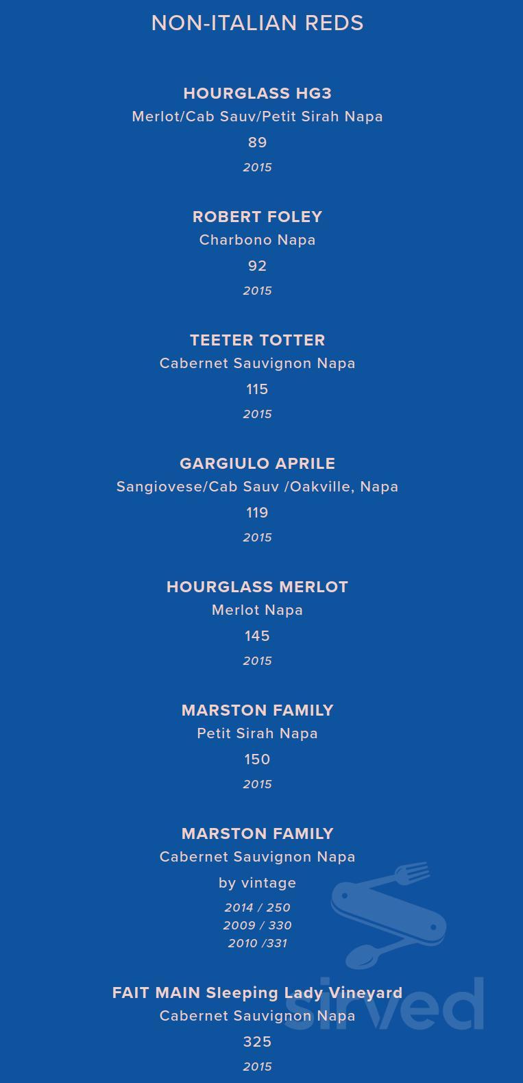 Menu - Dallas TX's The Charles | Sirved