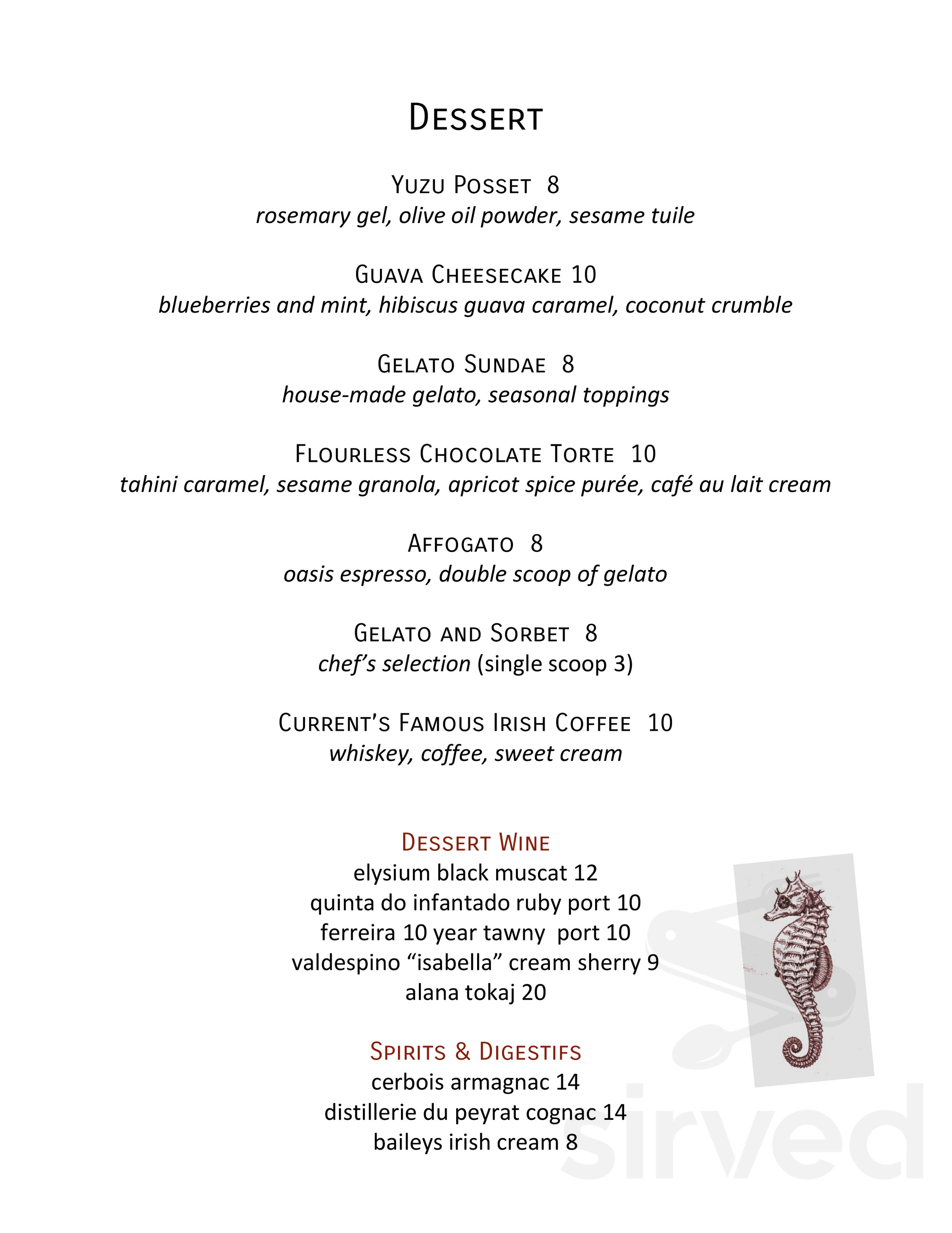 Menu for Current Fish and Oyster in Salt Lake City, UT | Sirved