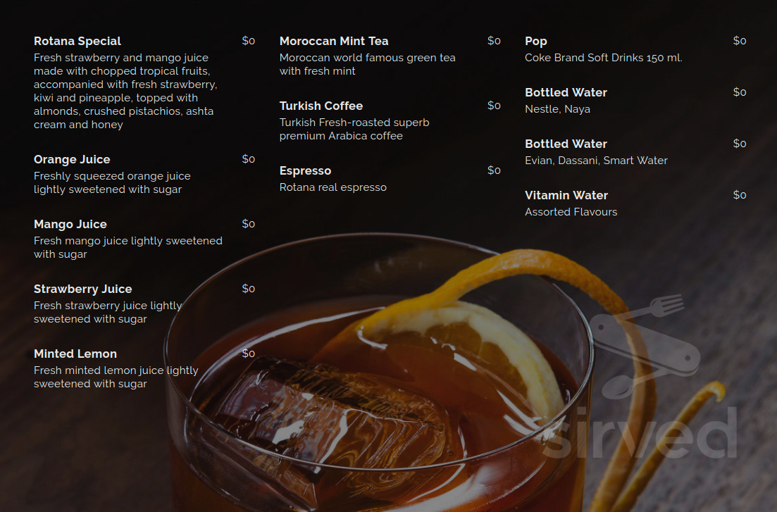 Menu for Rotana Grill Xpress in Toronto, ON | Sirved