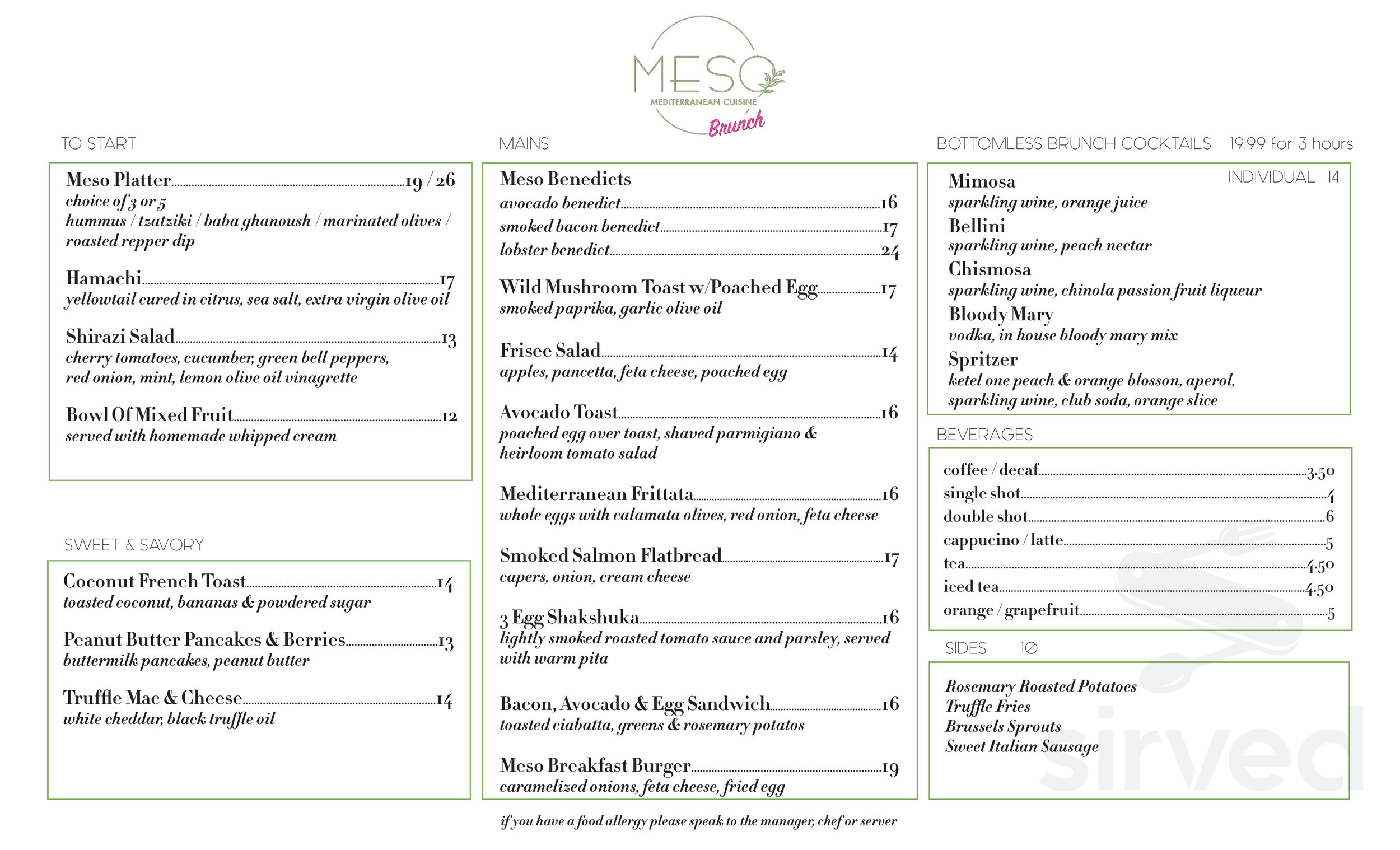 Meso Restaurant - Rye menu in Rye, New York, USA