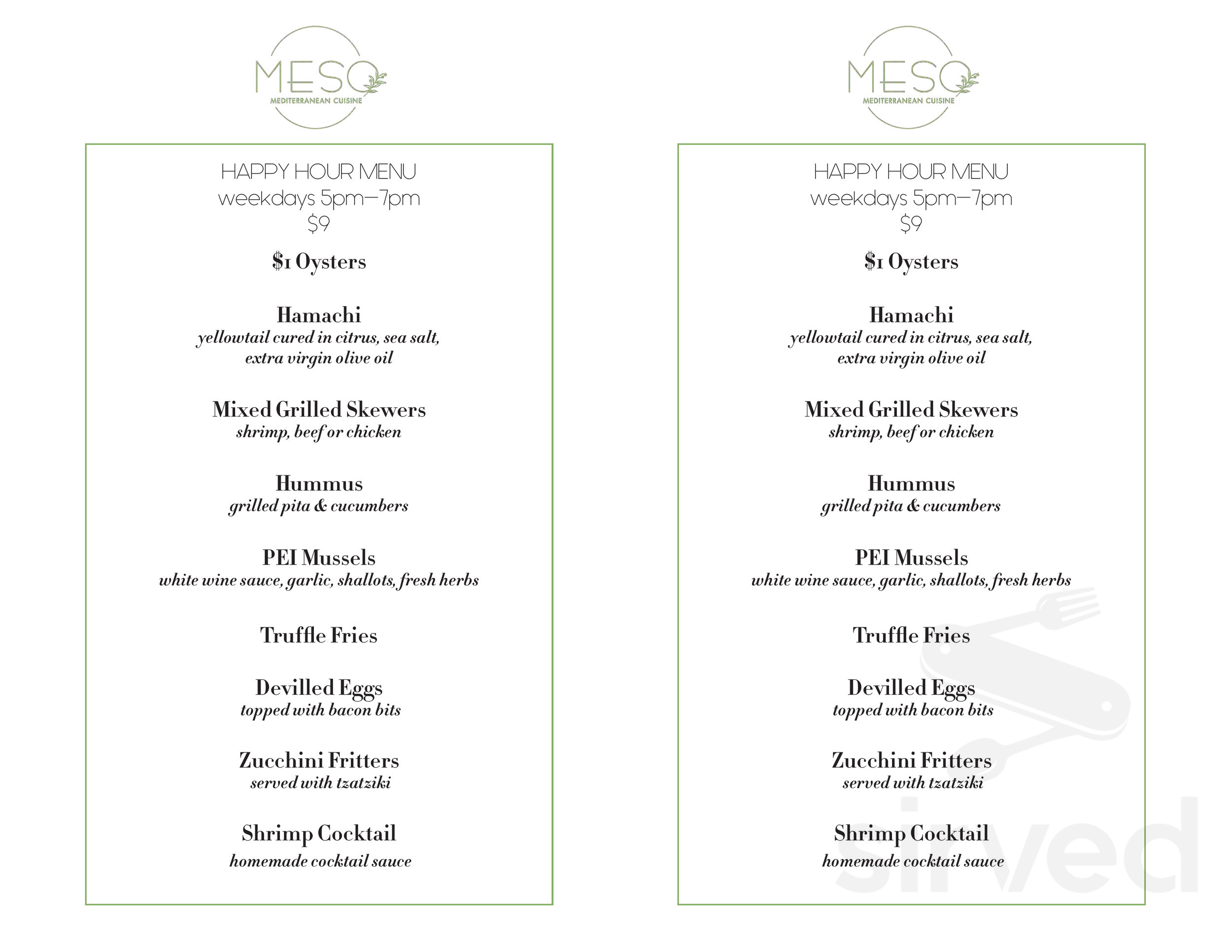 Meso Restaurant - Rye menu in Rye, New York, USA