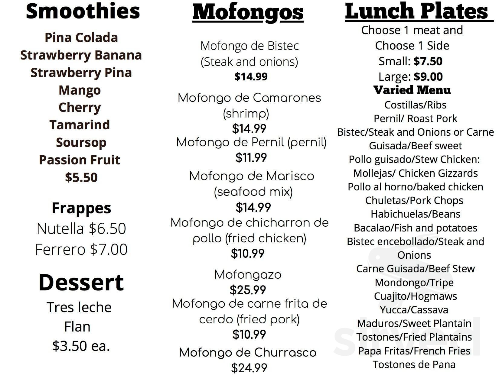 La Plazita Del Mofongo menus in Manchester, Connecticut, United States