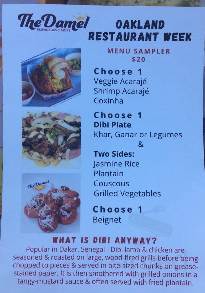 Menu - Oakland CA's The Damel | Sirved