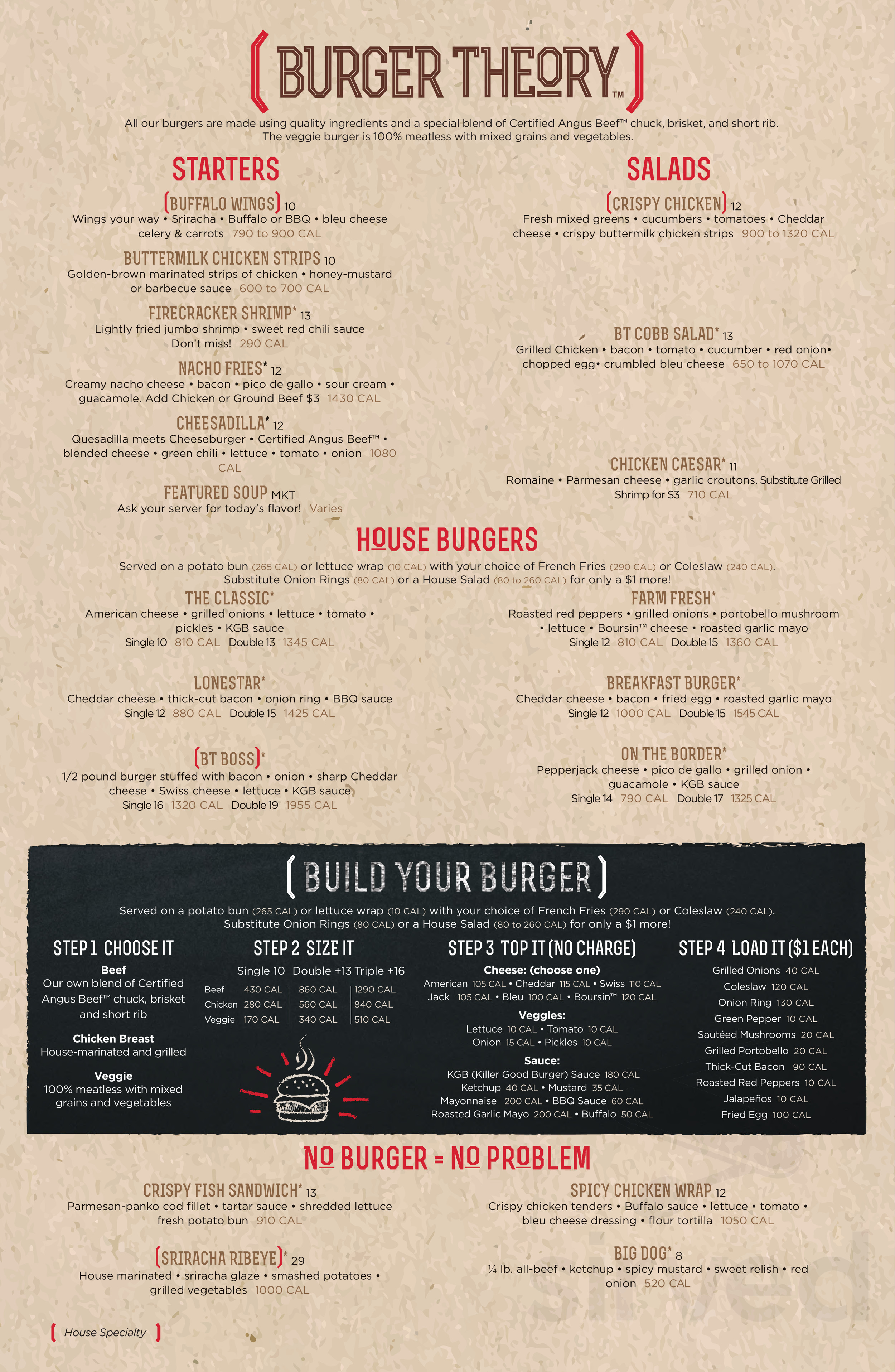 Burger Theory menu in Durango, Colorado, USA