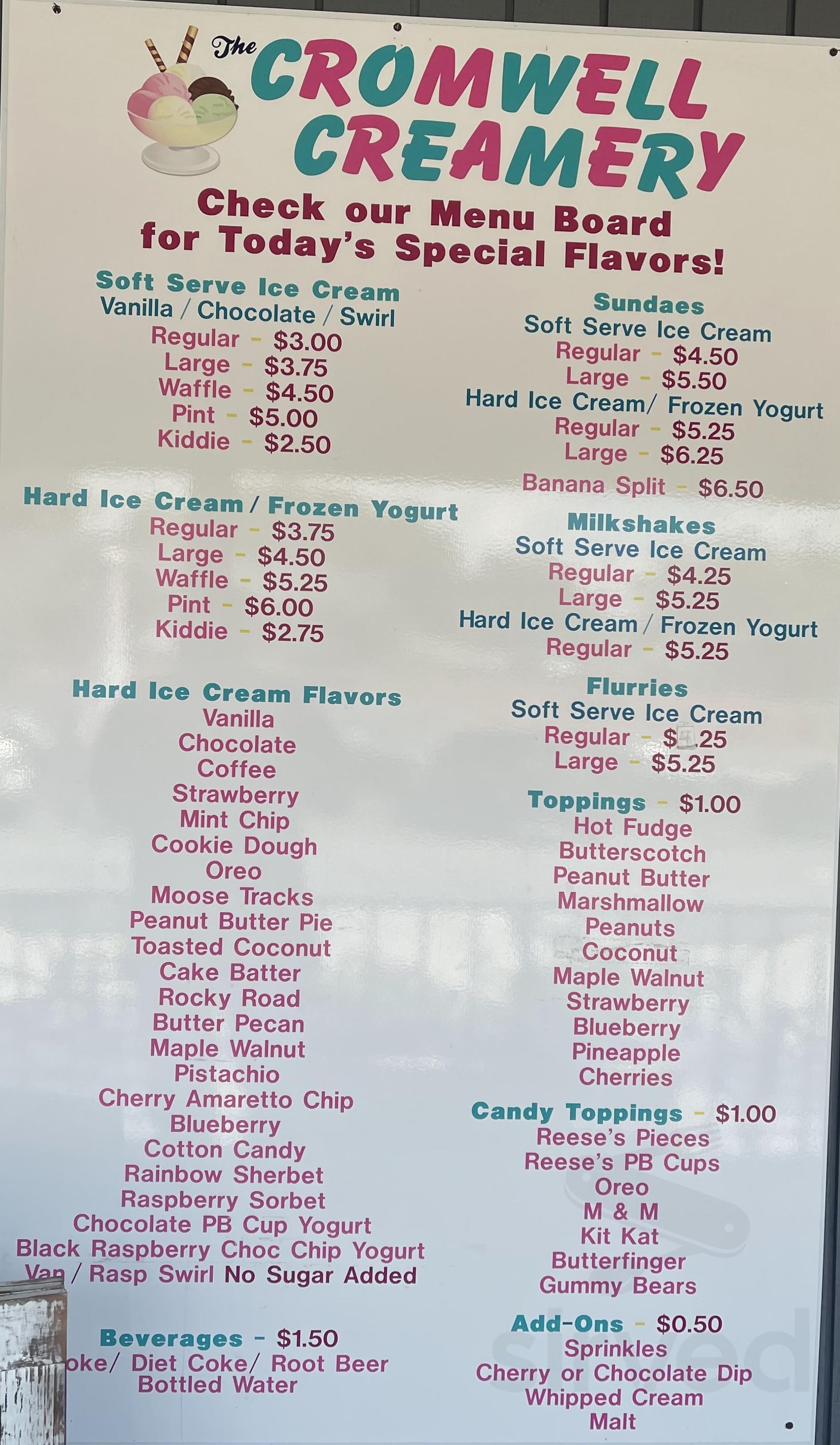 Cromwell Creamery menus in Cromwell, Connecticut, United States
