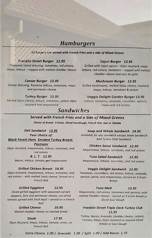 Franklin Street Caffe menu in Redwood City, California, USA