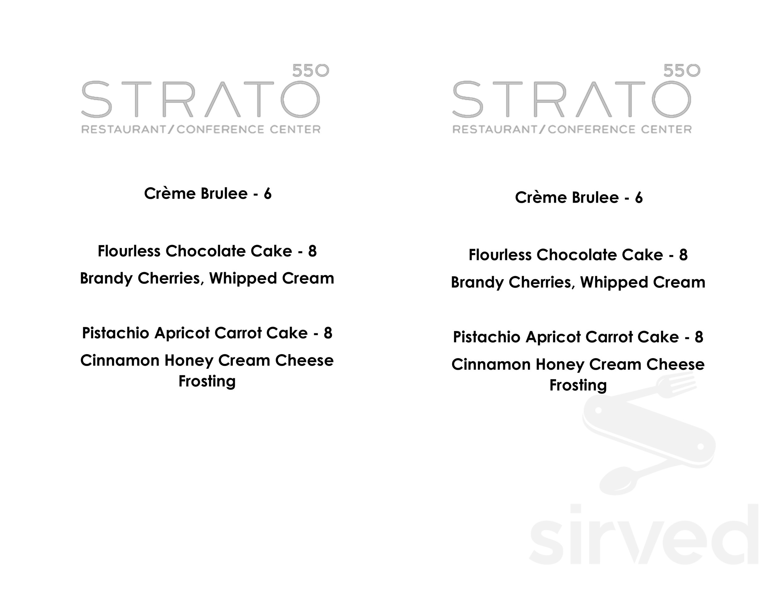 Strato 550 menus in Houston, Texas, United States
