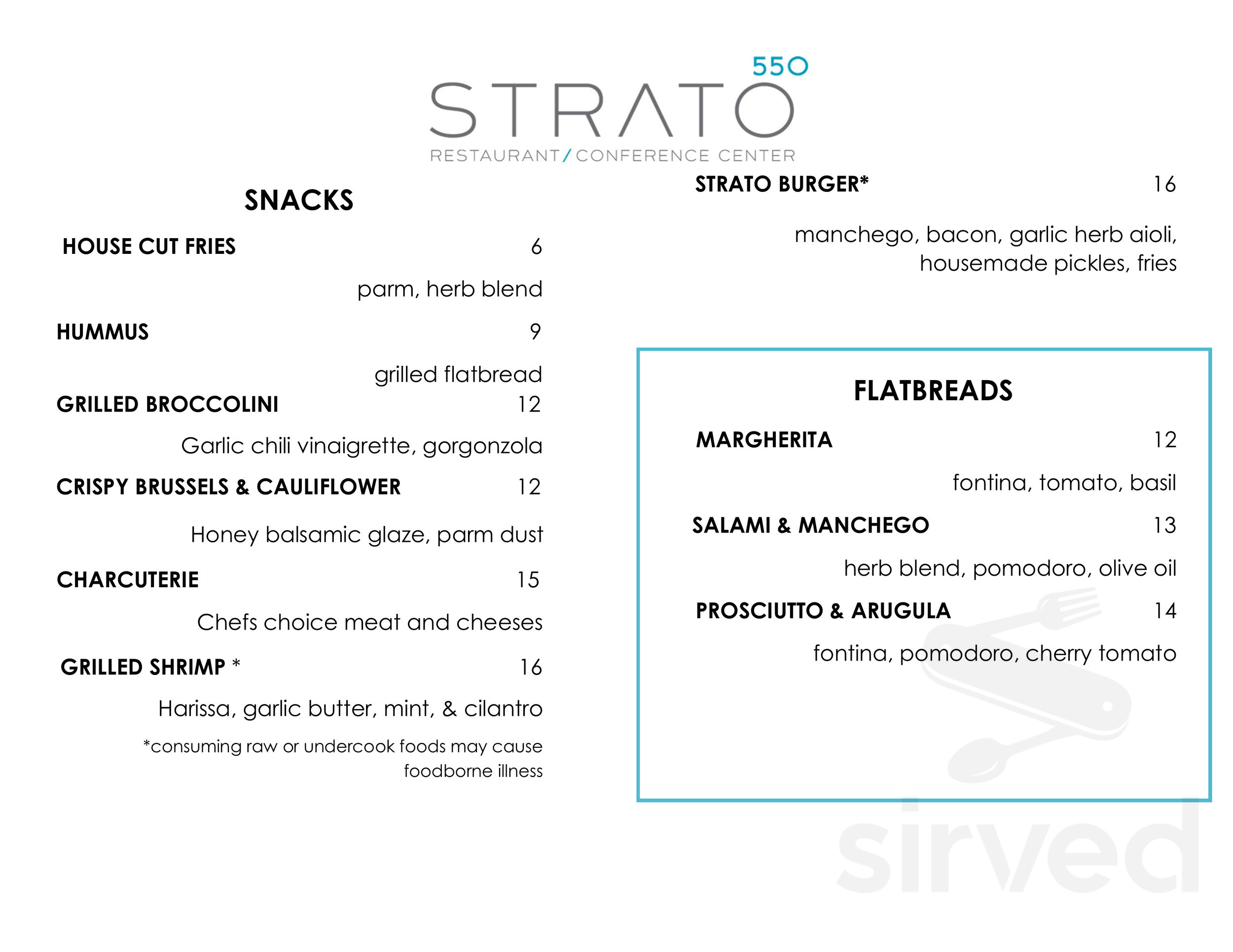 Strato 550 menus in Houston, Texas, United States