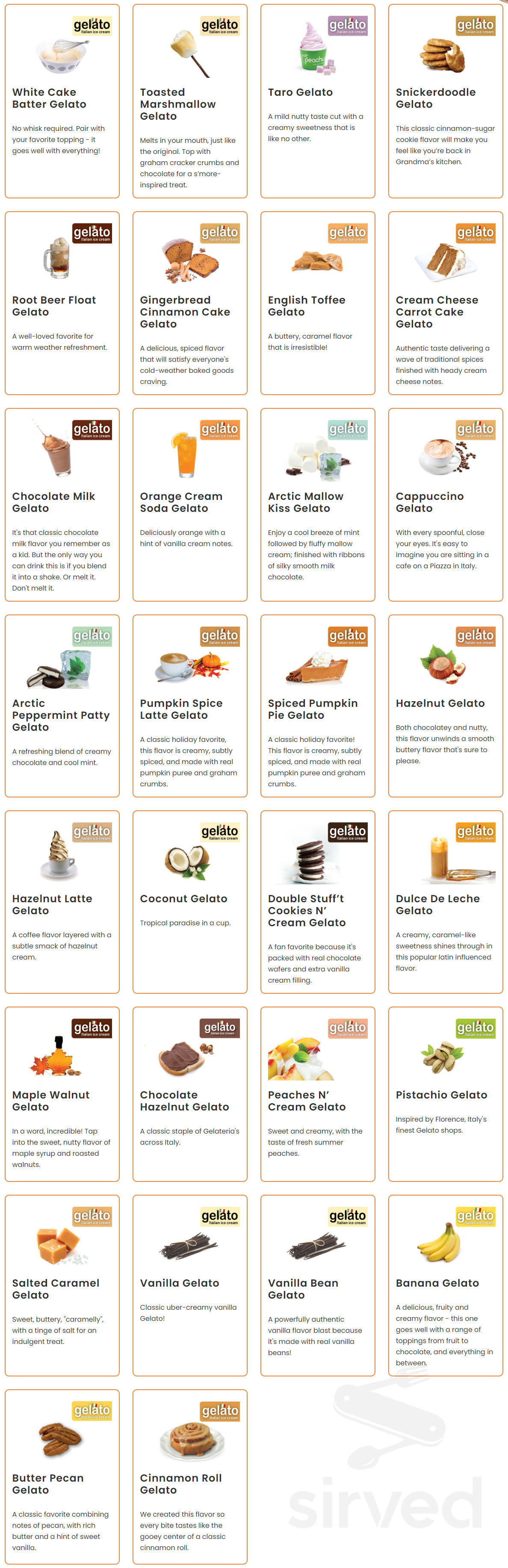 Peachwave menu in Surrey, British Columbia, Canada