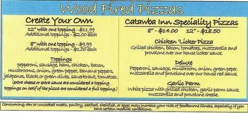 Catawba Inn Pub menu in Port Clinton, Ohio, USA