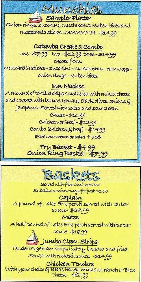 Catawba Inn Pub menu in Port Clinton, Ohio, USA