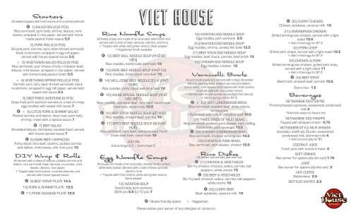 Viet House Restaurant (back of building) menu in Steinbach, Manitoba ...