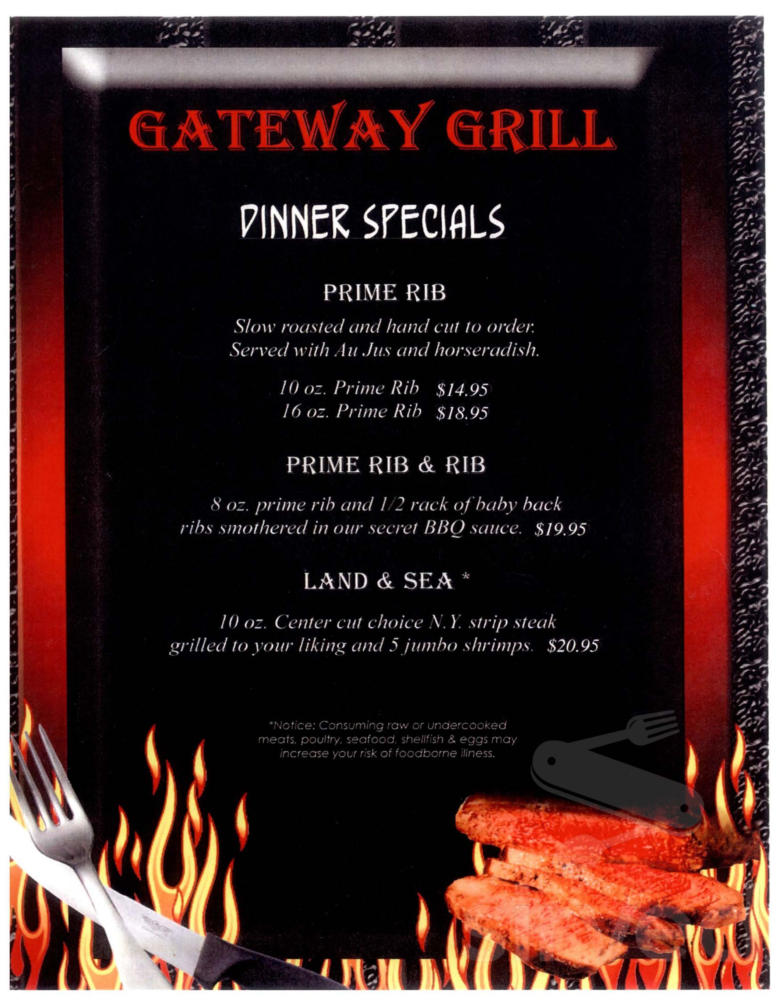 Gateway Grill menu in Monroeville, Pennsylvania, USA