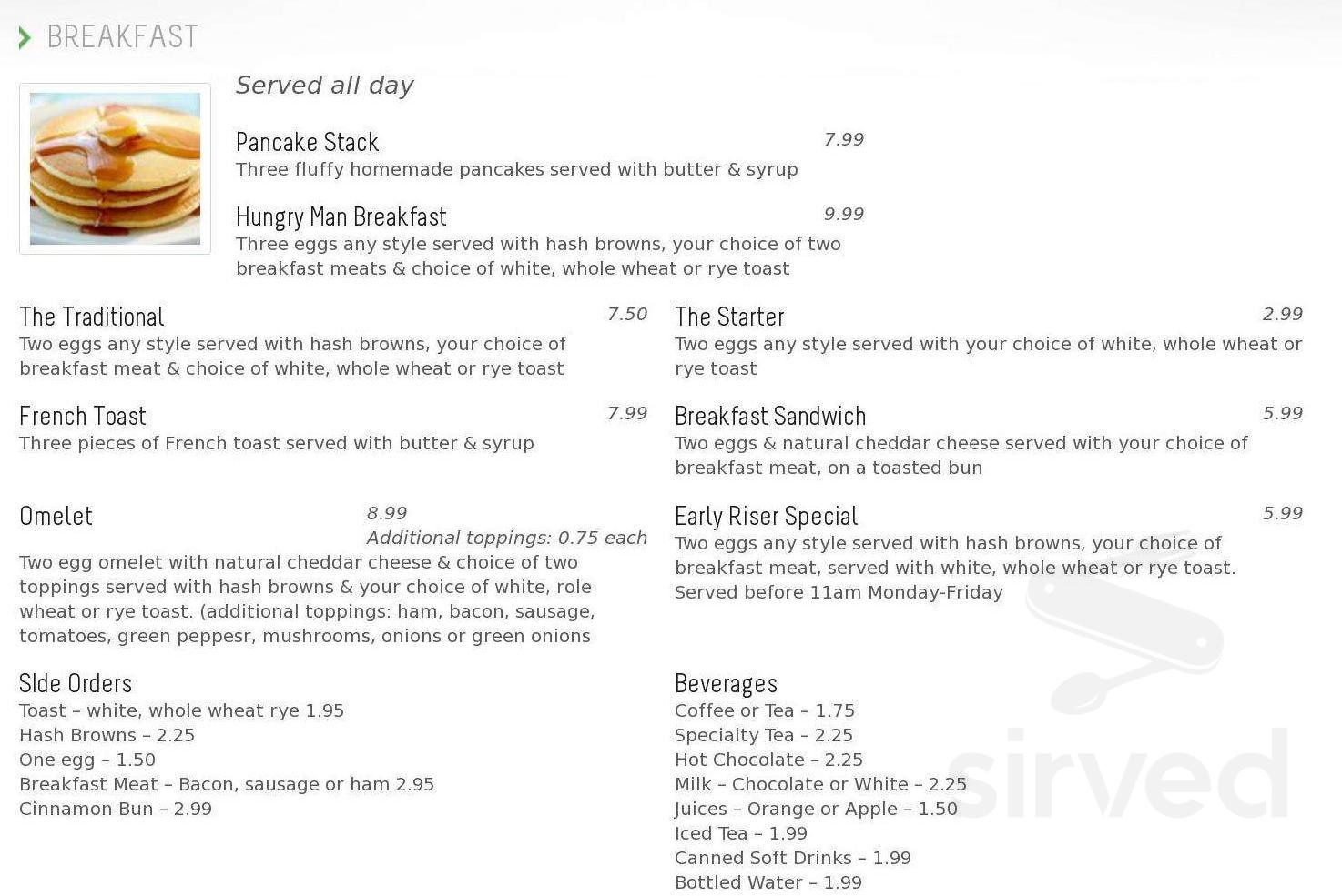 Menu - Winnipegosis MB's The Mossey River Inn | Sirved
