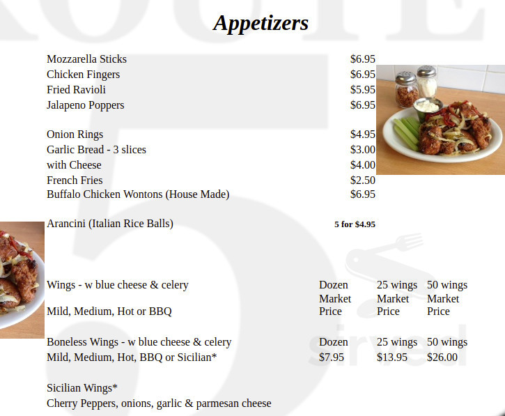 Demarco's Rt 5 Pizza menu in Scotia, New York, USA