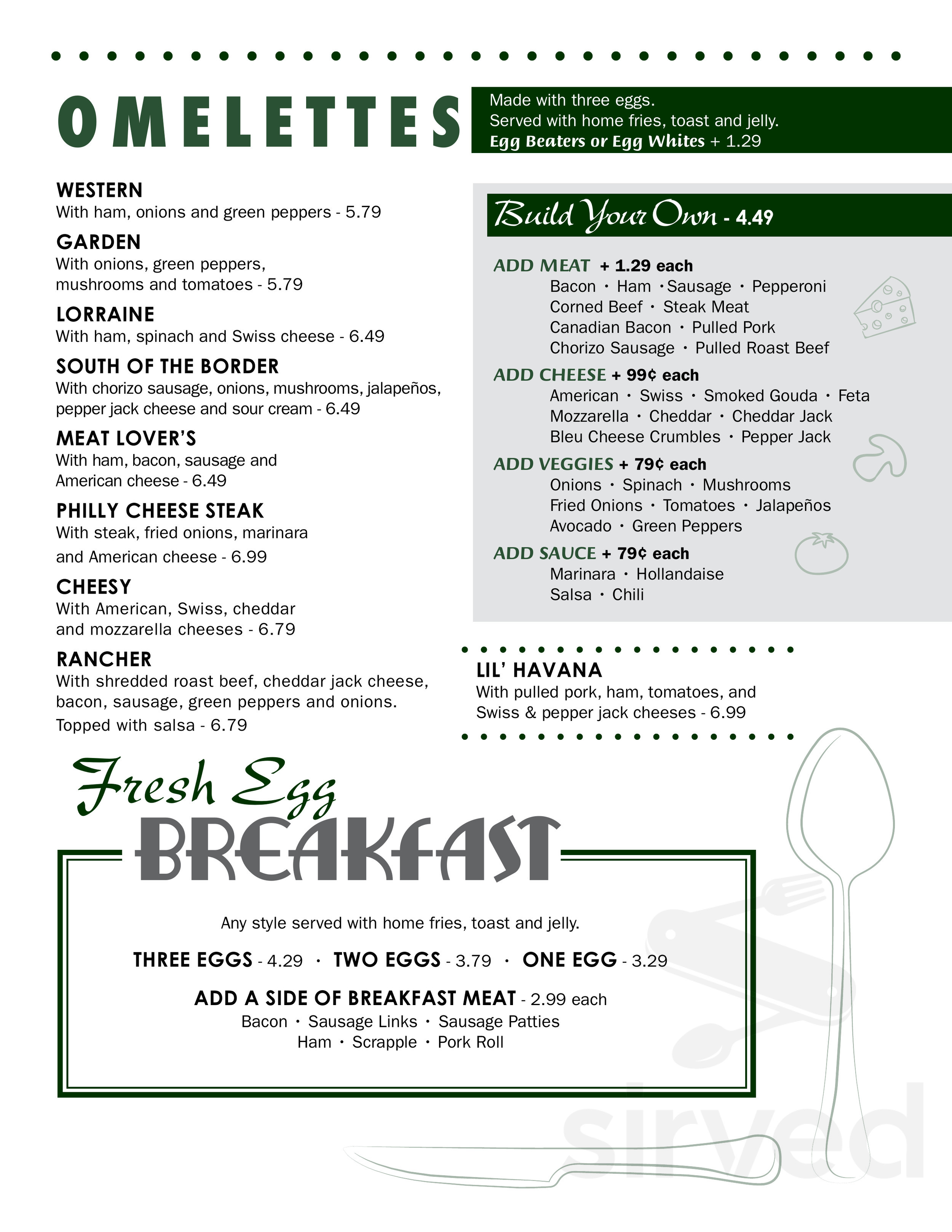 Exeter Family Restaurant menu in Reading, Pennsylvania, USA