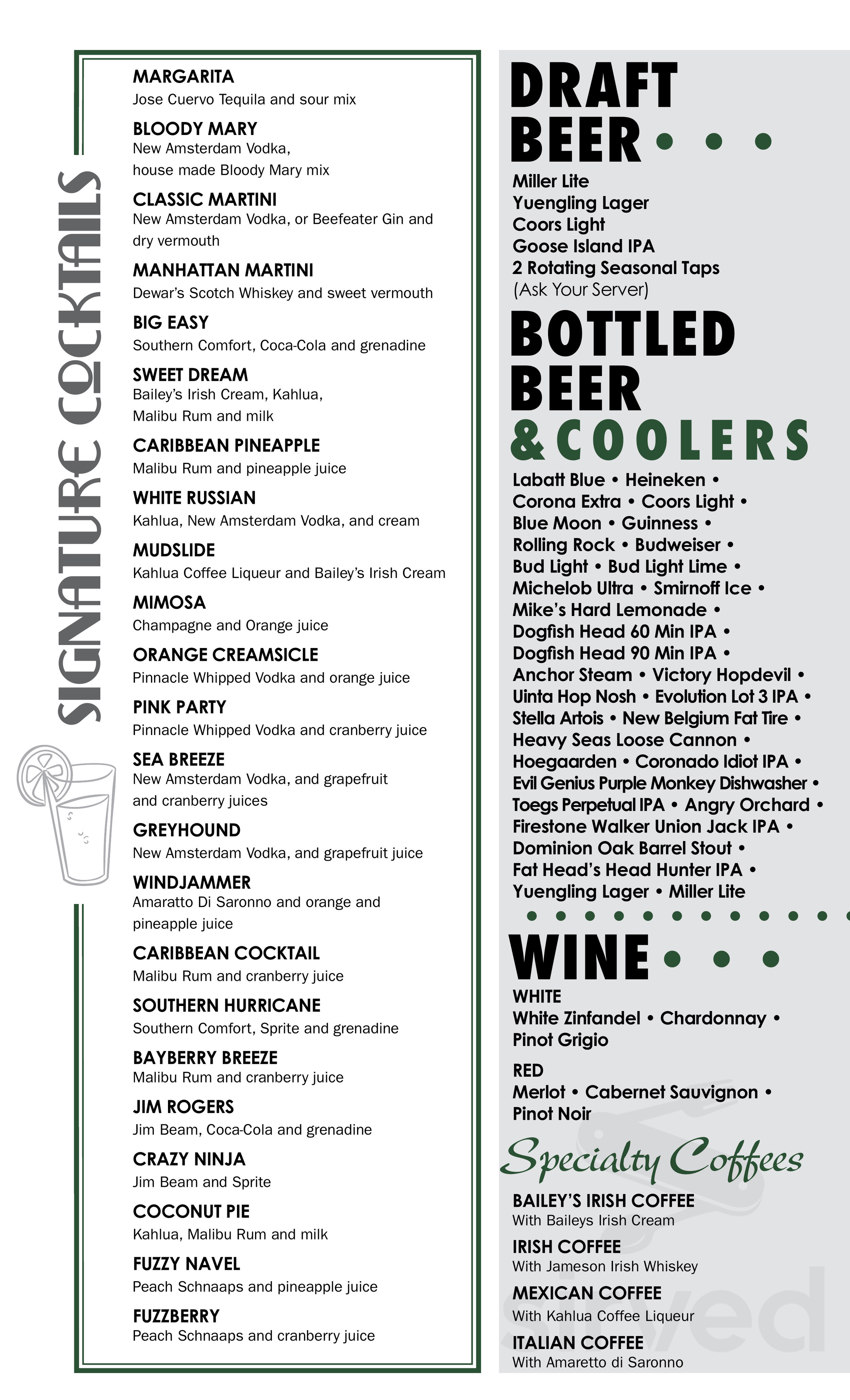 Exeter Family Restaurant menu in Reading, Pennsylvania, USA