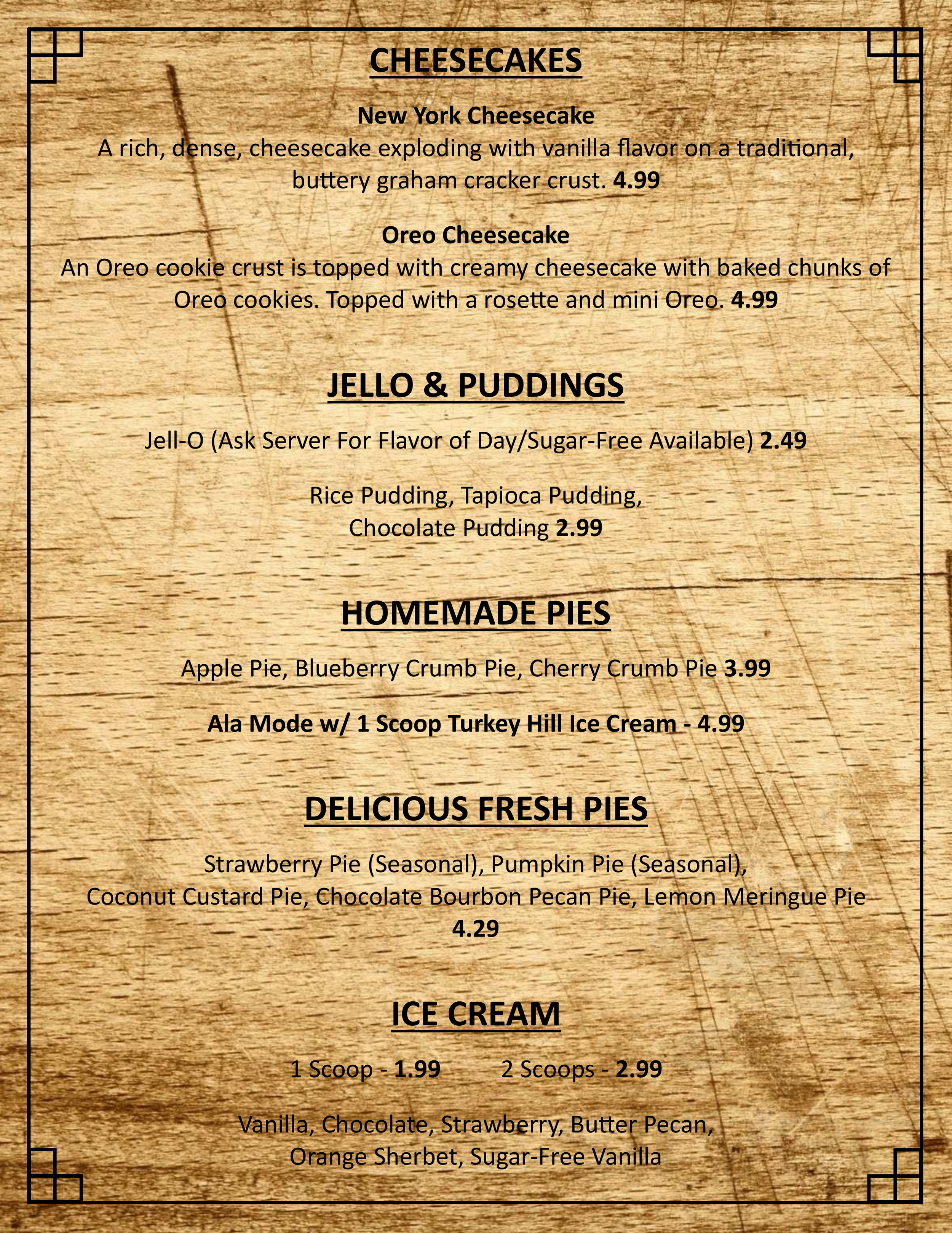 Exeter Family Restaurant menu in Reading, Pennsylvania, USA