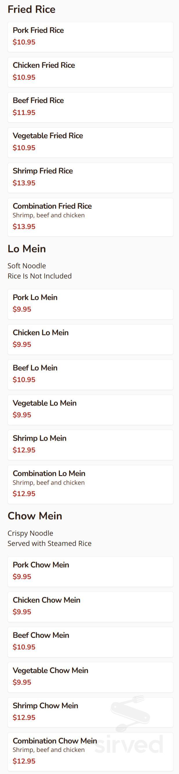 Chef Wong Chinese Restaurant menu in Cedar Rapids, Iowa, USA