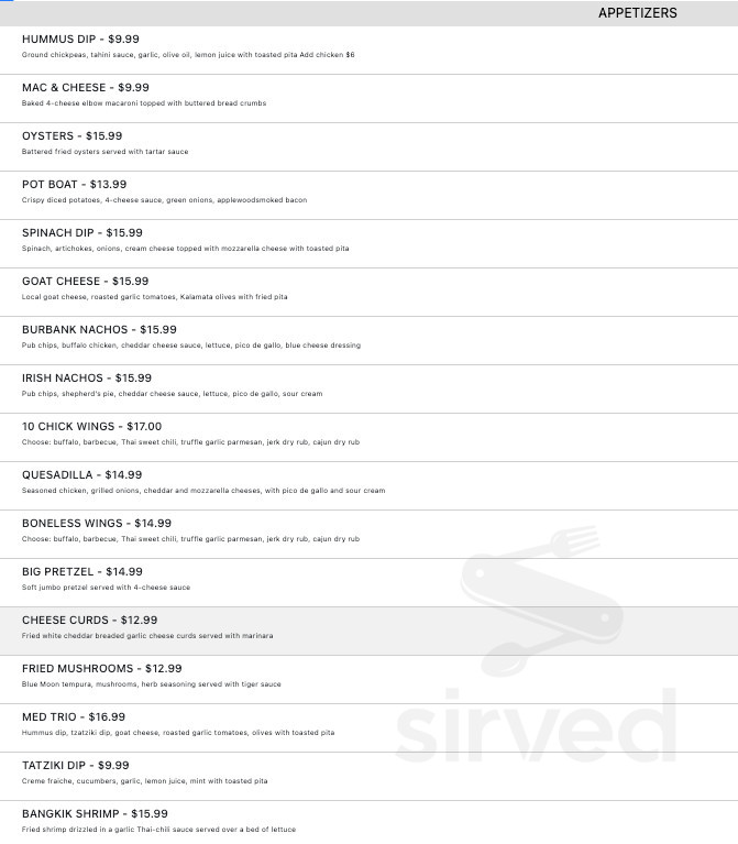 Saints & Scholars Pub menu in Raleigh, North Carolina, USA