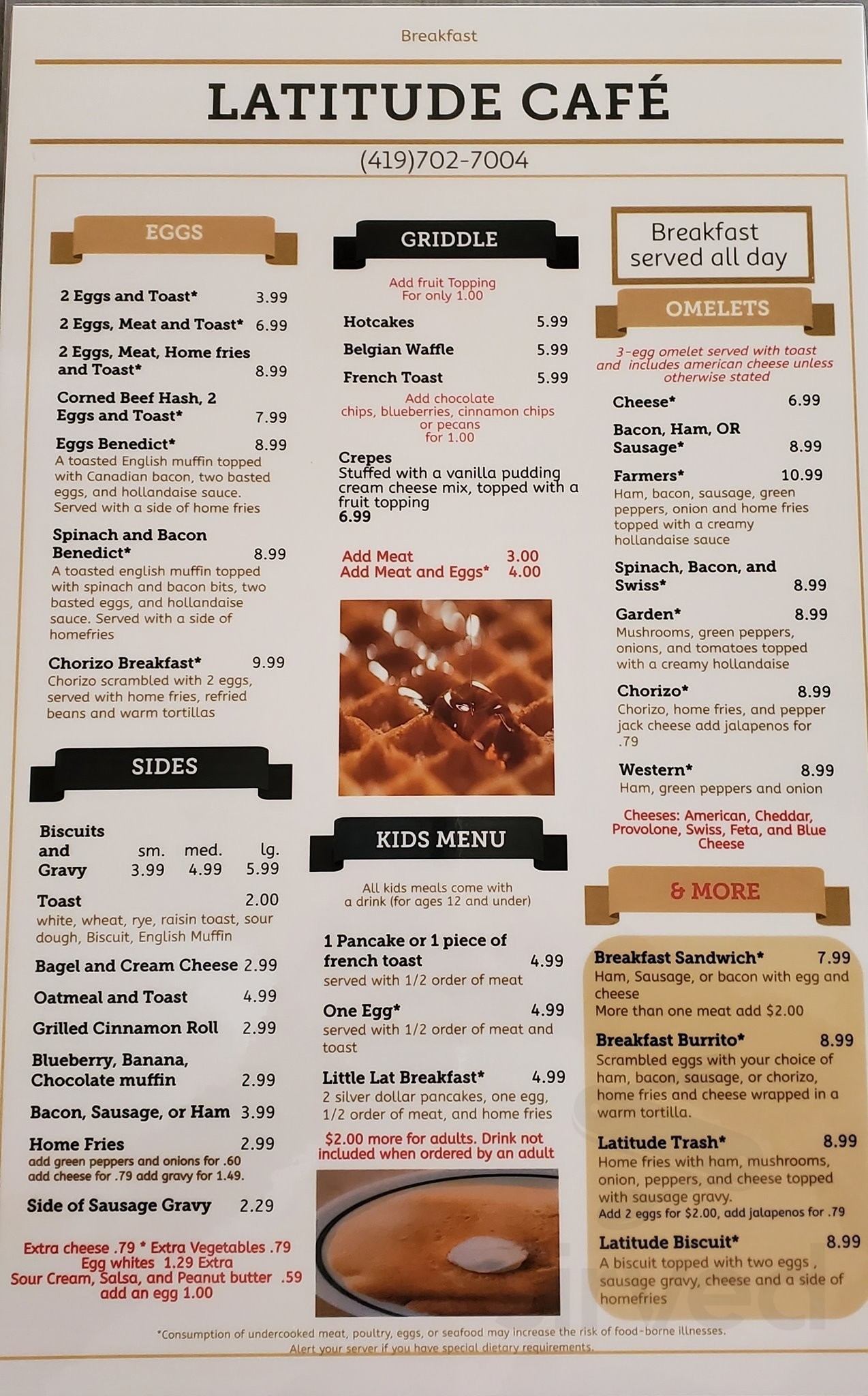 Latitude cafe menu in Marblehead, Ohio, USA