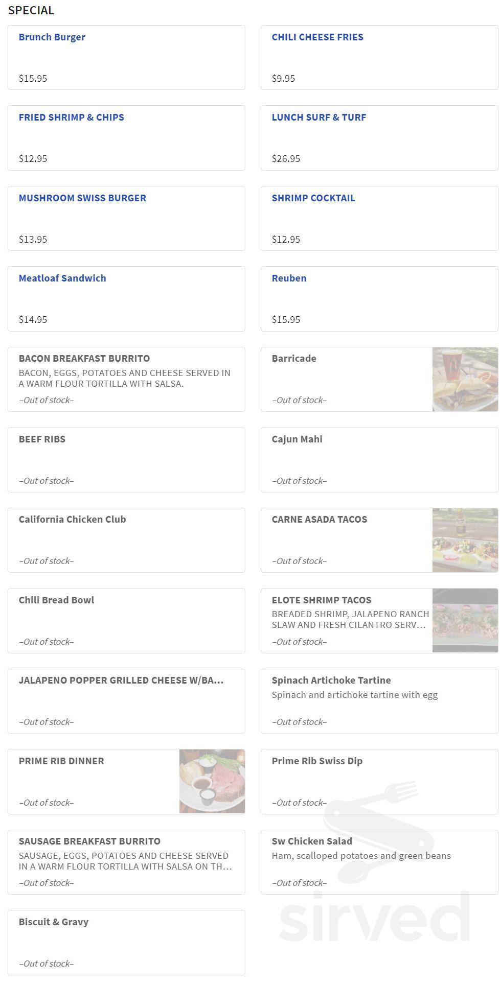 178 Bar & Grill menu in Lake Isabella, California, USA