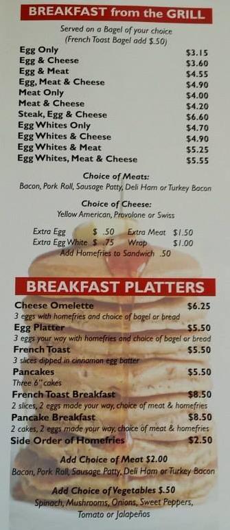 Silver Bay Bagels menu in Toms River, New Jersey, USA