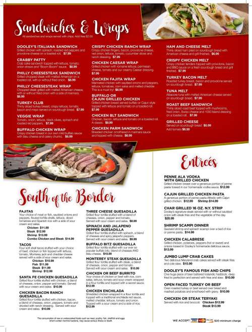 Dooley's Pub & Eatery menu in Old Forge, Pennsylvania, USA