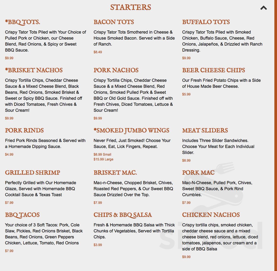 Old 30 BBQ menus in Bucyrus, Ohio, United States