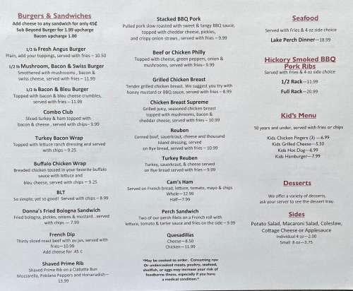 Cameron's Restaurant menu in Buchanan, Michigan, USA