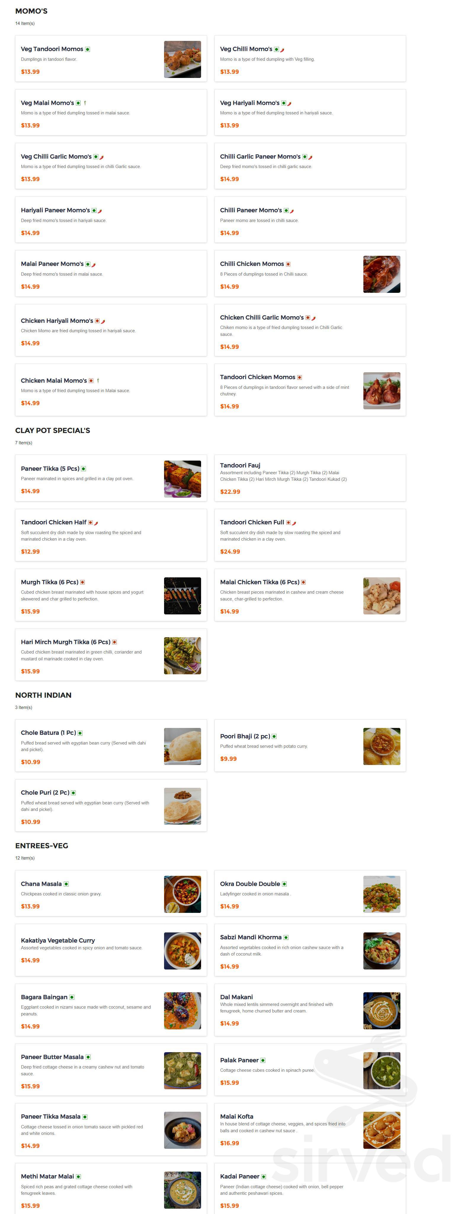 Menu - Oshawa ON's Kachiguda Junction | Sirved