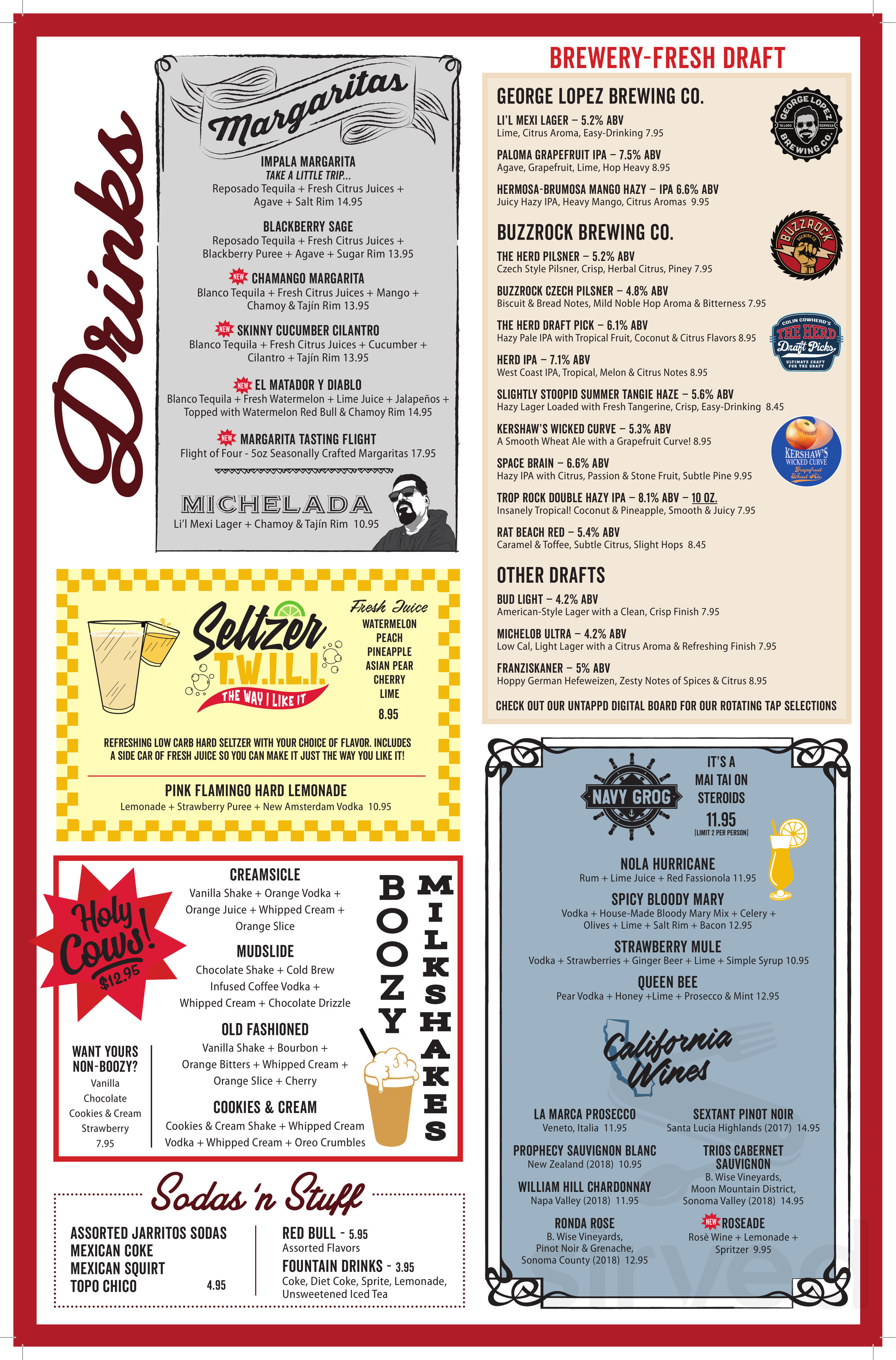 The Brews Hall menu in Hermosa Beach, California, USA