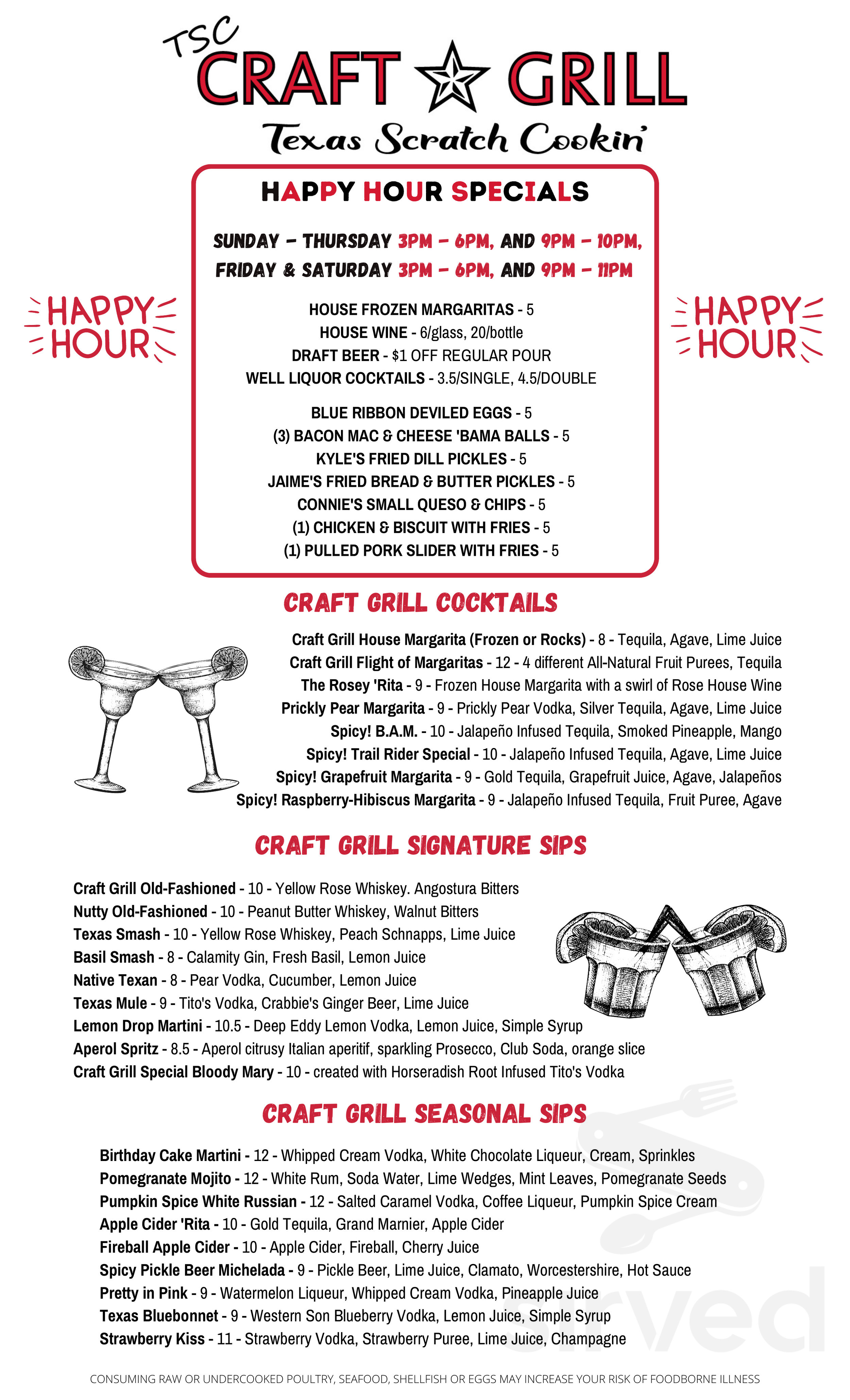 Menu - Tomball TX's Craft Grill | Sirved