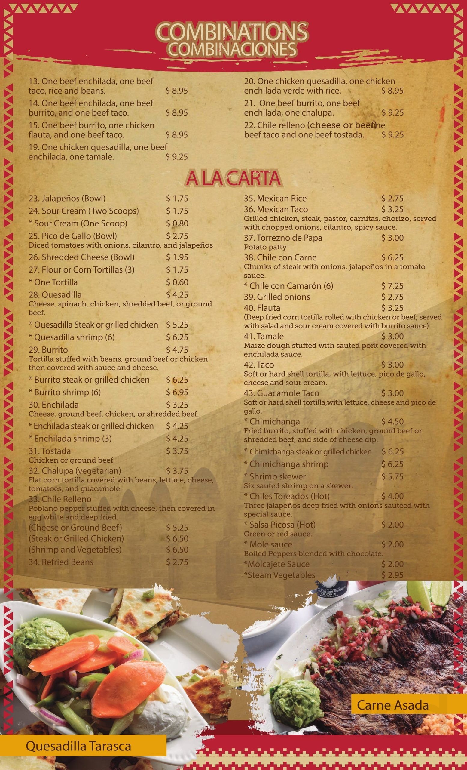 Los Tarascos menu in Tuscaloosa, Alabama, USA