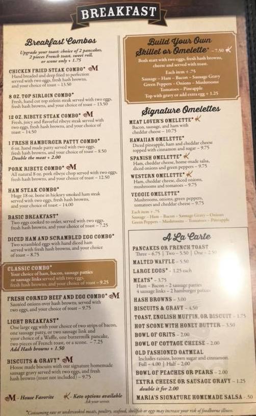 Moore's Family Restaurant menu in Ogden, Utah, USA